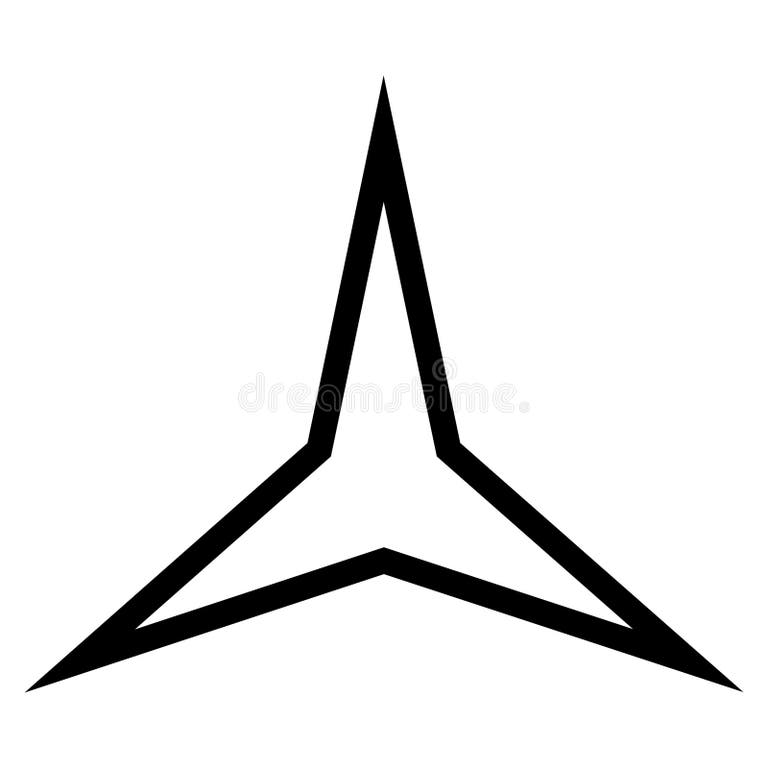 Simple Monochrome Vector Graphic of a Three Pointed Star on a White ...