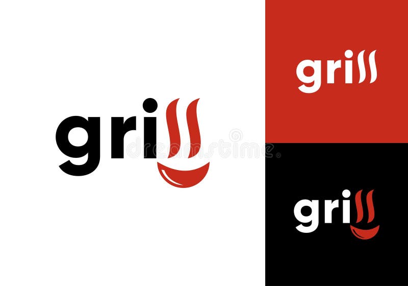 Simple Monogram Grill Hot Fire Bbq Logo Vector Design Stock Vector ...