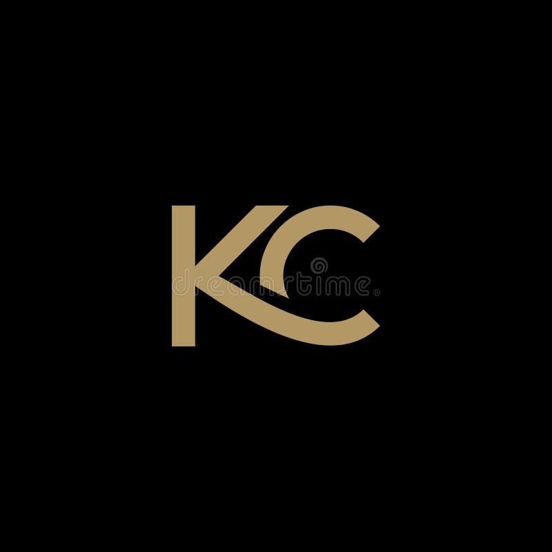 Simple Monogram Letter KC. Artistic Minimal Black and Golden Color ...
