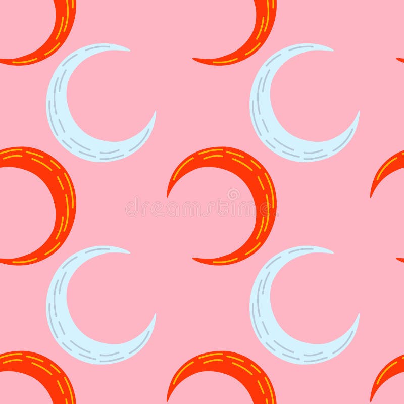 Simple Moon Silhouettes Seamless Pattern Stock Vector - Illustration of ...