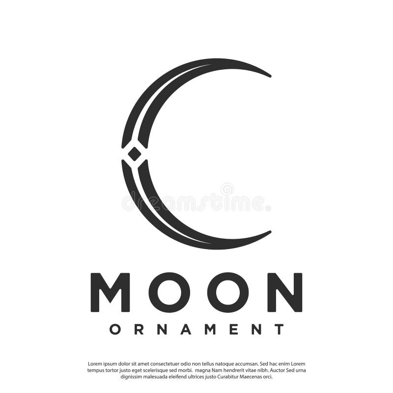Simple Moon Vector Logo with Simple Ornament Lines Stock Vector ...