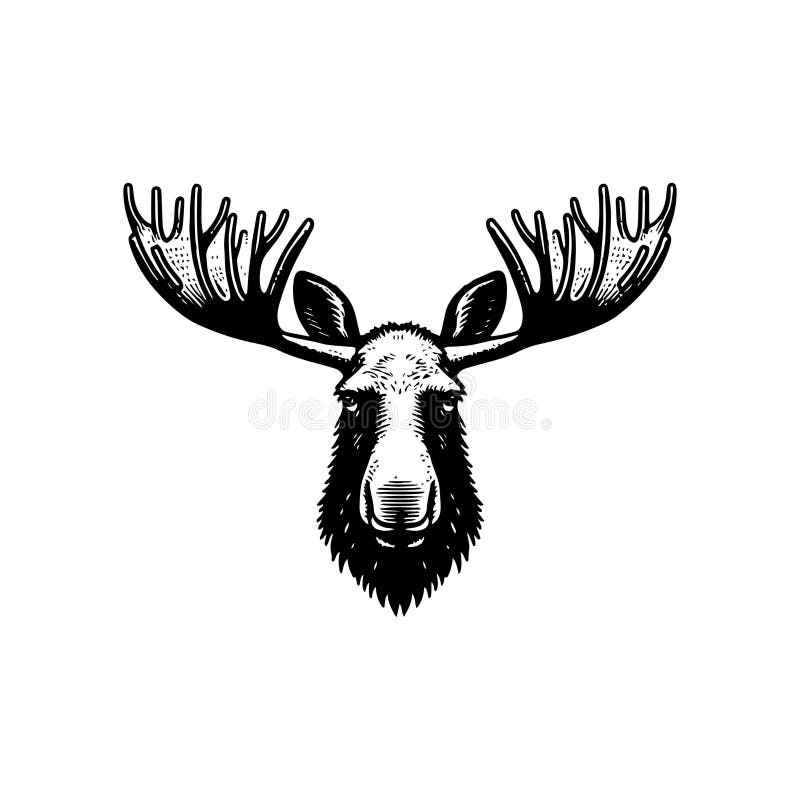 Moose Front View Simple Vintage Logo Rustic Vector Illustration. Stock ...