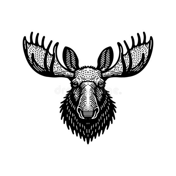 Moose Front View Simple Vintage Logo Rustic Vector Illustration. Stock ...