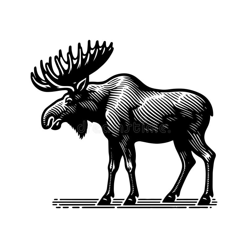 Moose Standing Side View Vintage Logo Simple Rustic Vector Illustration ...