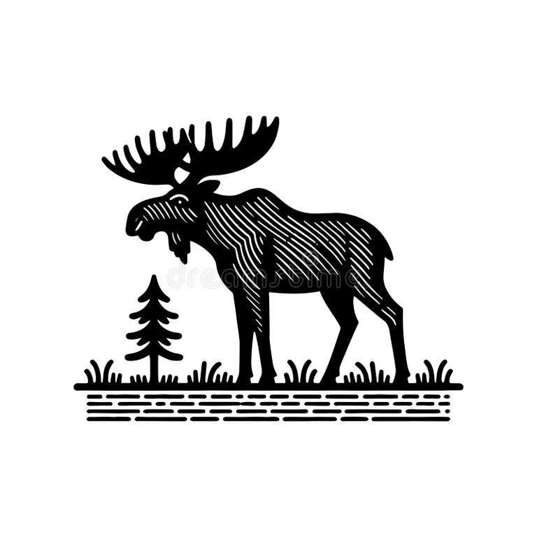 Simple Moose Standing Side View Vintage Logo Rustic Illustration Icon ...
