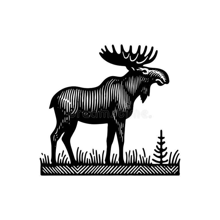 Moose Standing Side View Simple Vintage Logo Rustic Vector Illustration ...