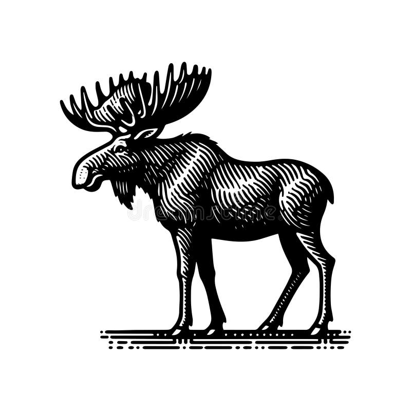 Moose Standing Side View Simple Vintage Logo Rustic Illustration. Stock ...