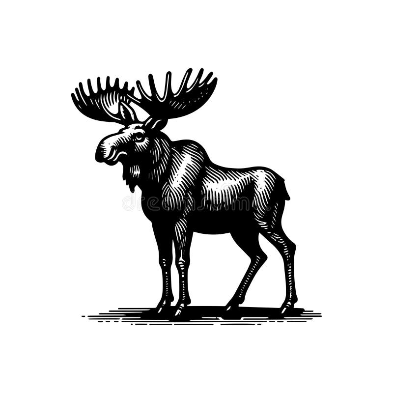 Simple Moose Standing Side View Vintage Logo Rustic Illustration Icon ...