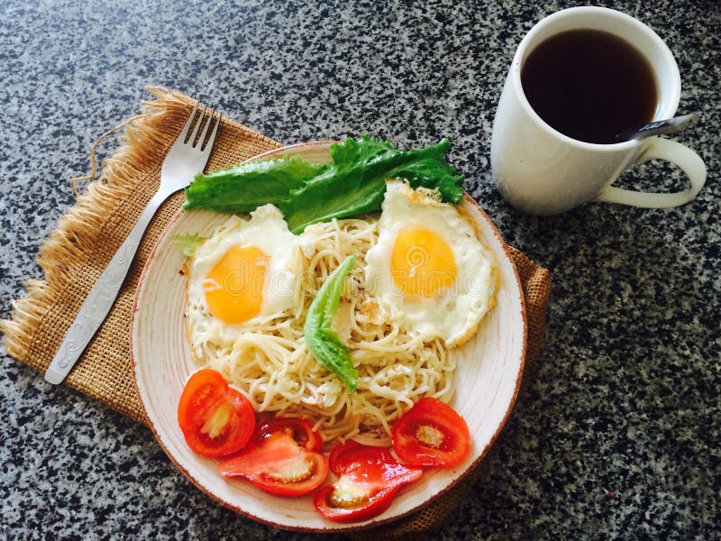 Simple morning breakfast stock image. Image of spagetti - 72834311