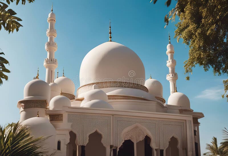 A Simple Mosque Building Amongst the Blue Sky Stock Illustration ...