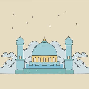 Simple Mosque Vector. Flat Illustration Stock Vector - Illustration of ...