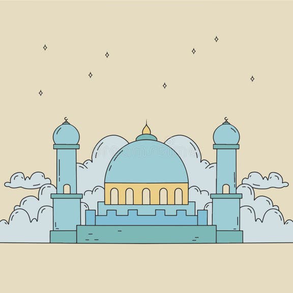 Simple Mosque Vector. Flat Illustration Stock Vector - Illustration of ...