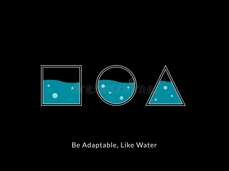 Simple Motivation Graphic on Dark Background. Be Adaptable Like Water ...