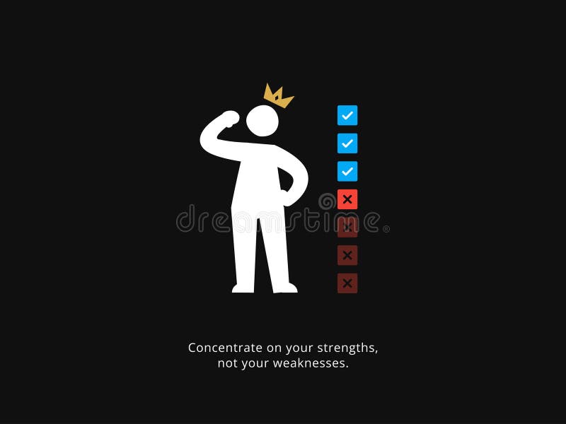 Simple Motivation Graphic on Dark Background. Focus on Strength Stock ...