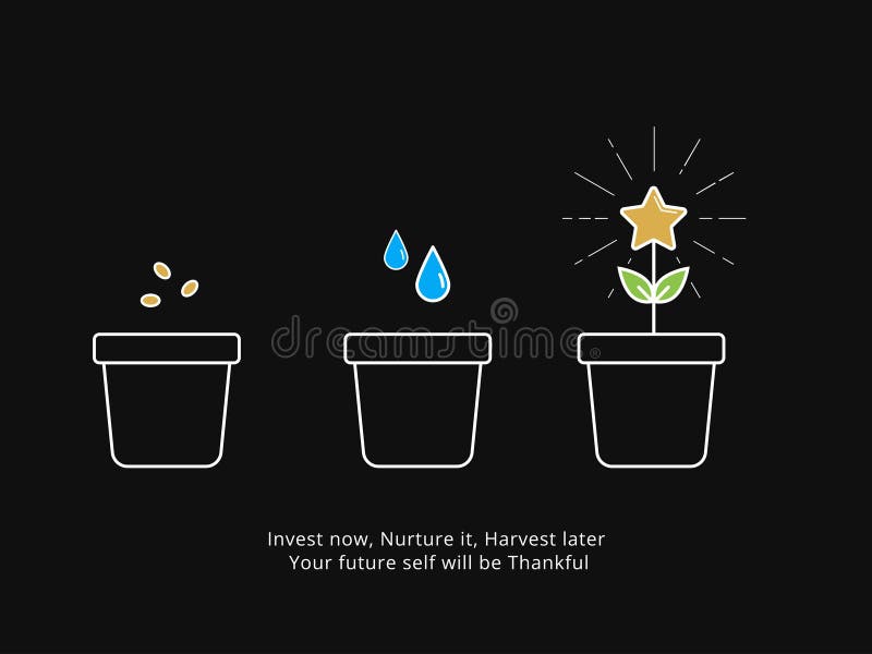 Simple Motivation Graphic on Dark Background. a Star Flower in a Pot ...