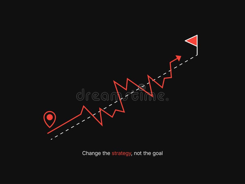 Simple Motivation Graphic on Dark Background. a Straight and the Zigzag ...