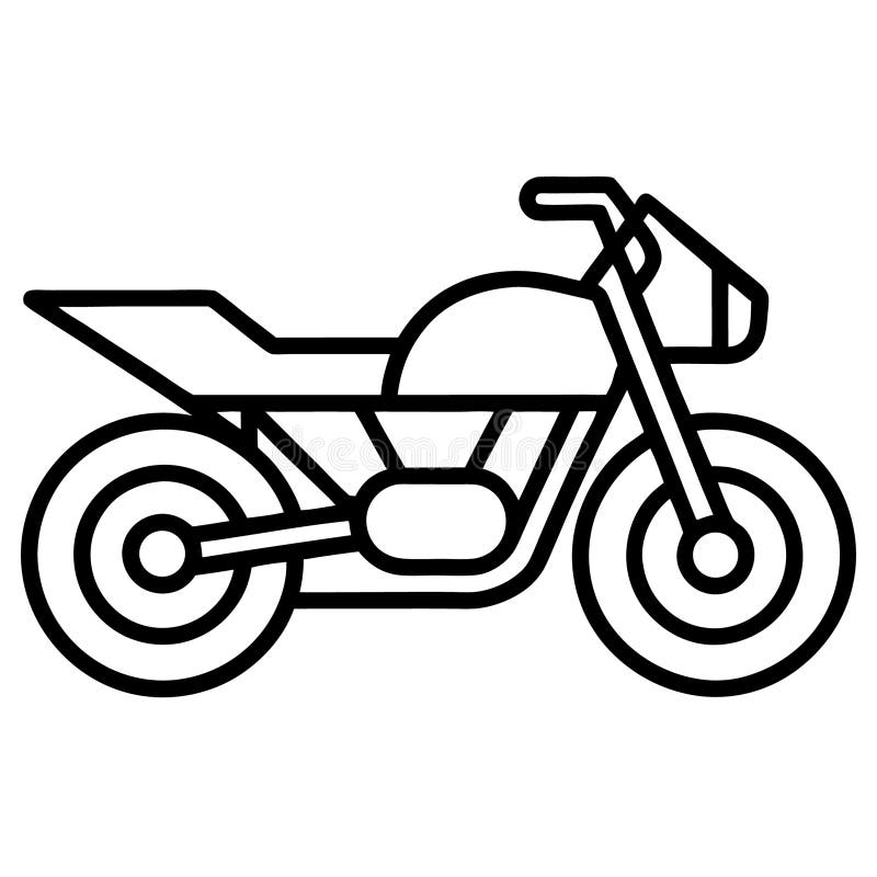 Simple Motorcycle Illustration Black Outline on White Background Vector ...