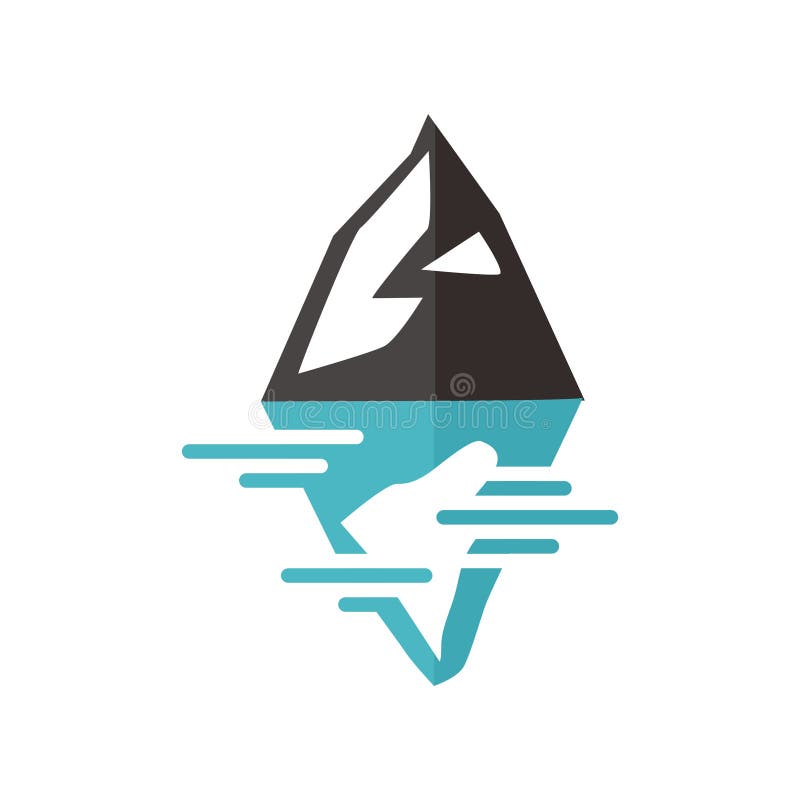 Simple Mountain Glacier Icon with Shadow on Water Stock Illustration ...