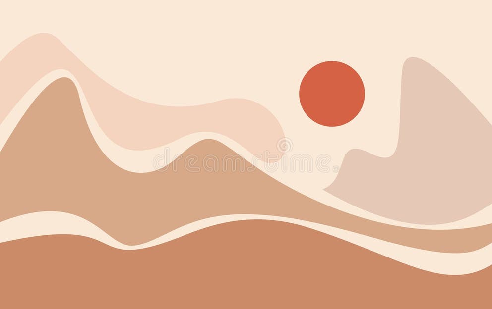 Simple Mountain and Sun Background Abstract. Desert Mountain Vector ...