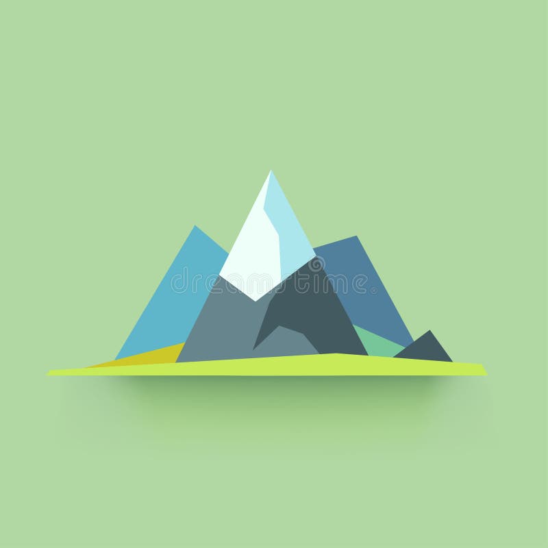 Simple Mountains Colored Icon on Green Back Stock Illustration ...