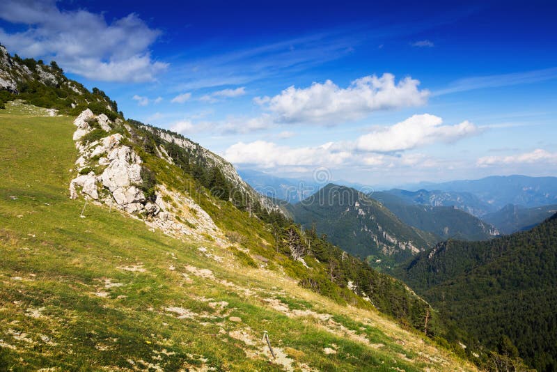 Simple Landscape with Mountain Meadow Stock Photo - Image of outdoor ...