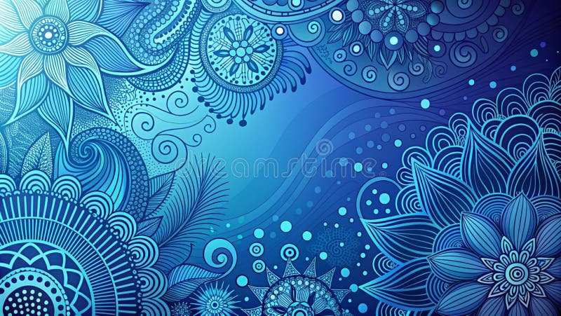 Simple Multi-pattern Background with Blue Gradient. Stock Illustration ...