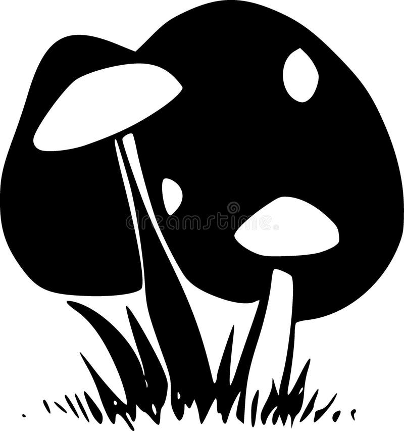 Simple Mushroom Flat Icon Black Stock Illustration - Illustration of ...