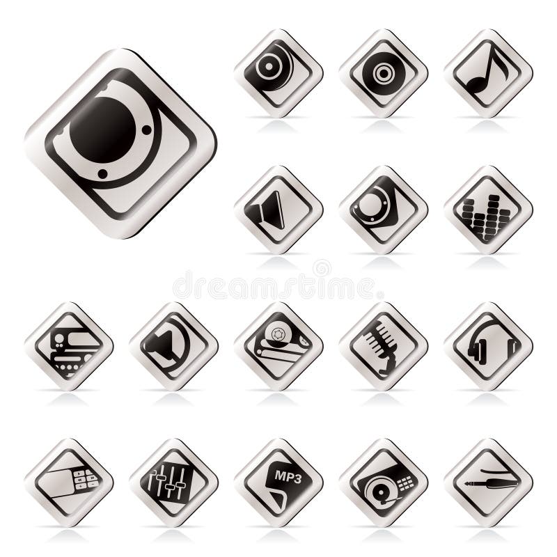 Simple Music and Sound Icons Stock Vector - Illustration of computer ...