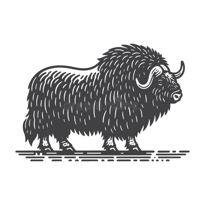 Simple Musk Ox Side View Vintage Retro Vector Logo Illustration. Stock ...