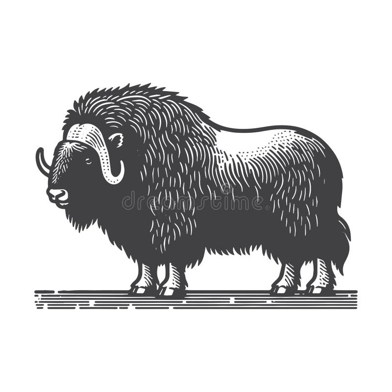 Simple Musk Ox Side View Vintage Retro Vector Icon Illustration. Stock Vector - Illustration of ...