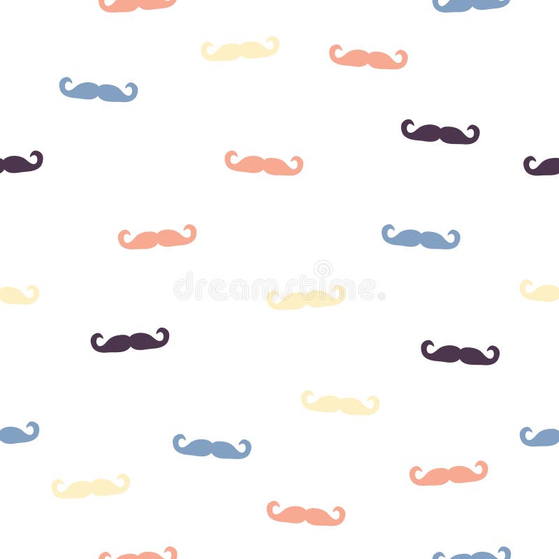 Simple Mustache Doodle Repeat Pattern Stock Vector - Illustration of ...