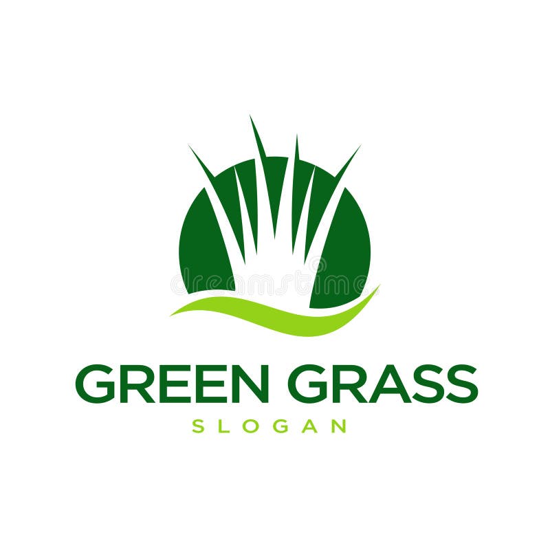 Simple Natural Green Grass Illustration Grass Logo Design Vector Stock ...
