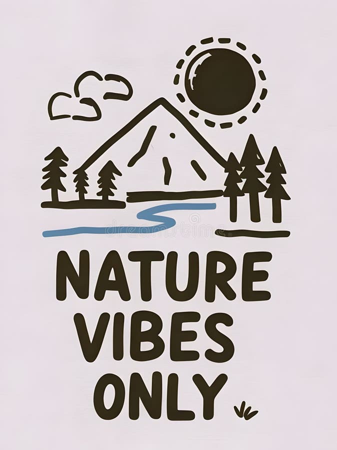 Simple Nature Vibes only Sketch Stock Illustration - Illustration of ...