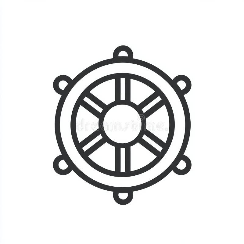 Simple Nautical Ship Wheel Icon on White Background Stock Illustration ...