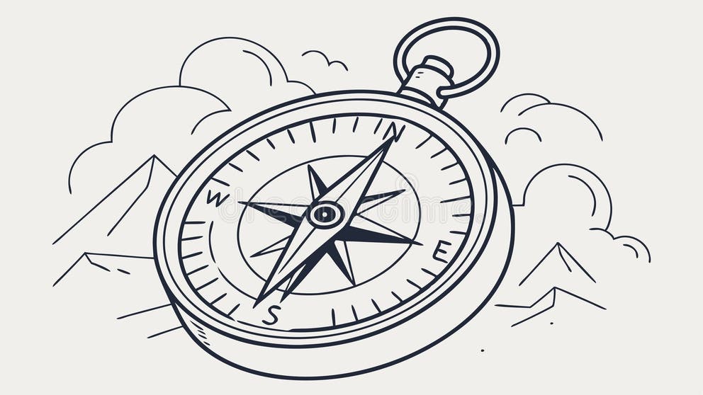 Simple Navigation Compass Icon, Vector Design Generative AI Stock ...