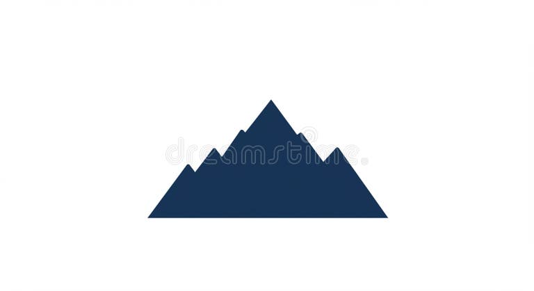 Simple Navy Blue Mountain Icon on a White Background. the Geometric ...