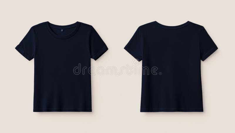 A Simple Navy Blue T-shirt Shown in Front and Back Views Stock Image ...