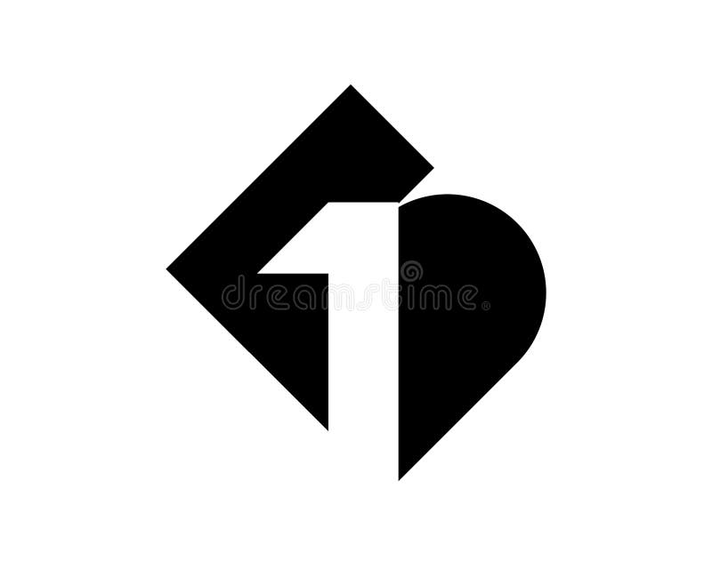 Simple Negative Space Geometric Logo Template of Initial Letter Number ...