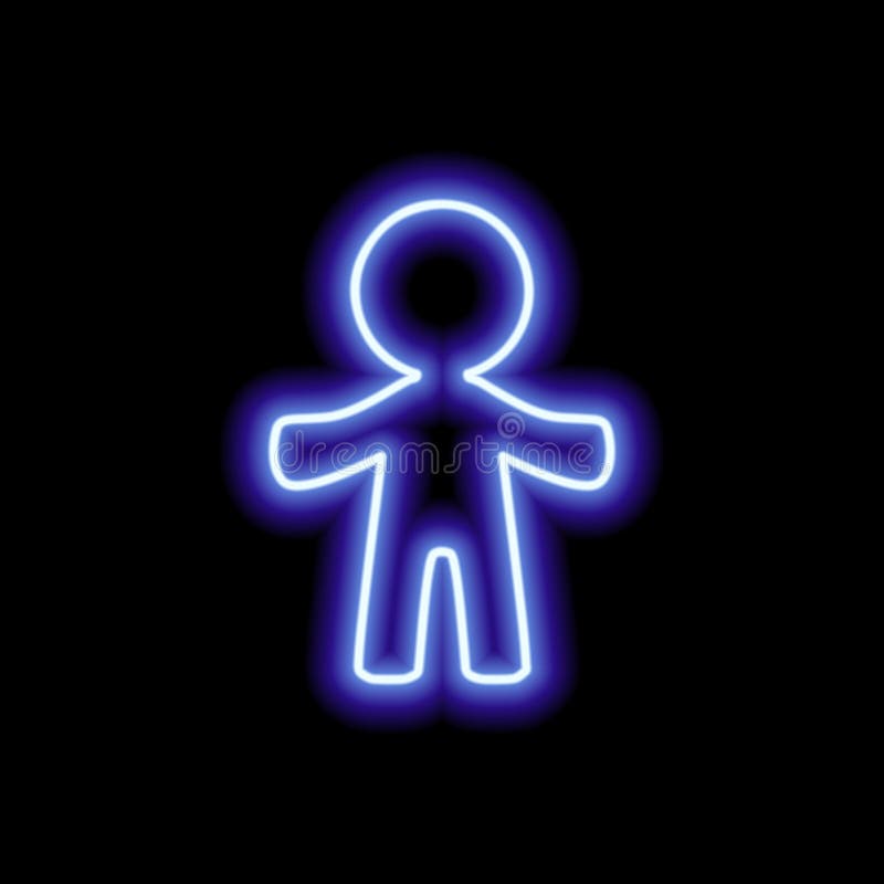 A Simple Neon Blue Human Contour on a Black Background Stock ...