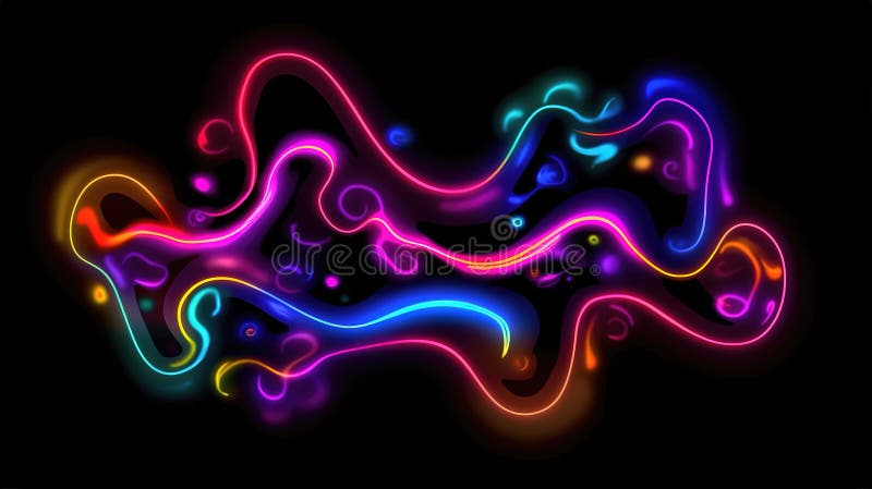 Simple Neon Lights Wavs Made Out of Fluid, Artwork, Ai Generated Image ...