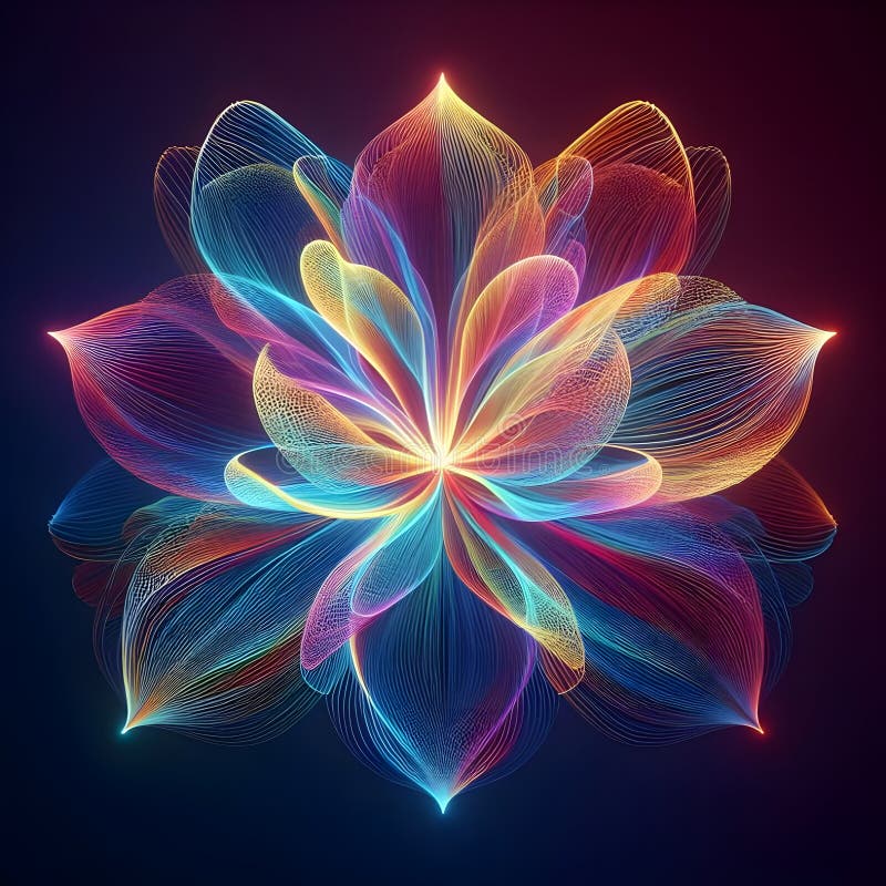 Simple Neon Rainbow Flower. Stock Illustration - Illustration of bloom ...
