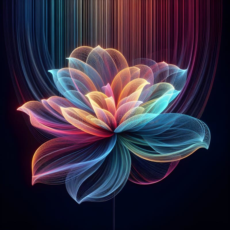 Simple Neon Blue Light Bulb Outline on Black Background. Vector ...