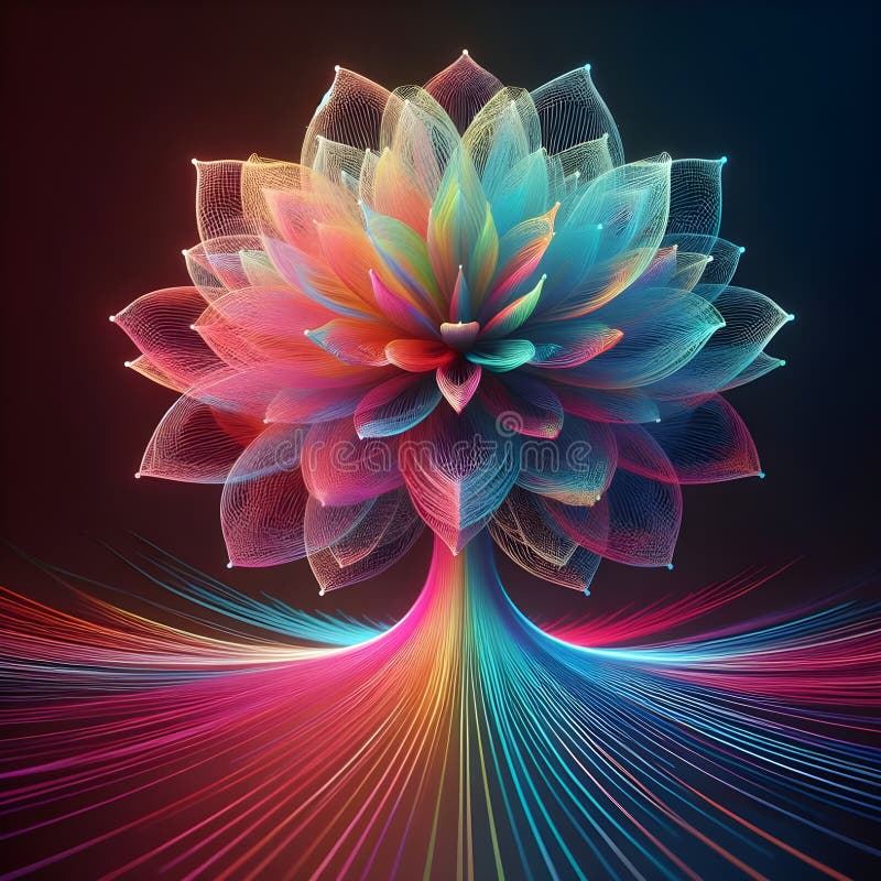 Simple Neon Rainbow Flower. Stock Illustration - Illustration of ...