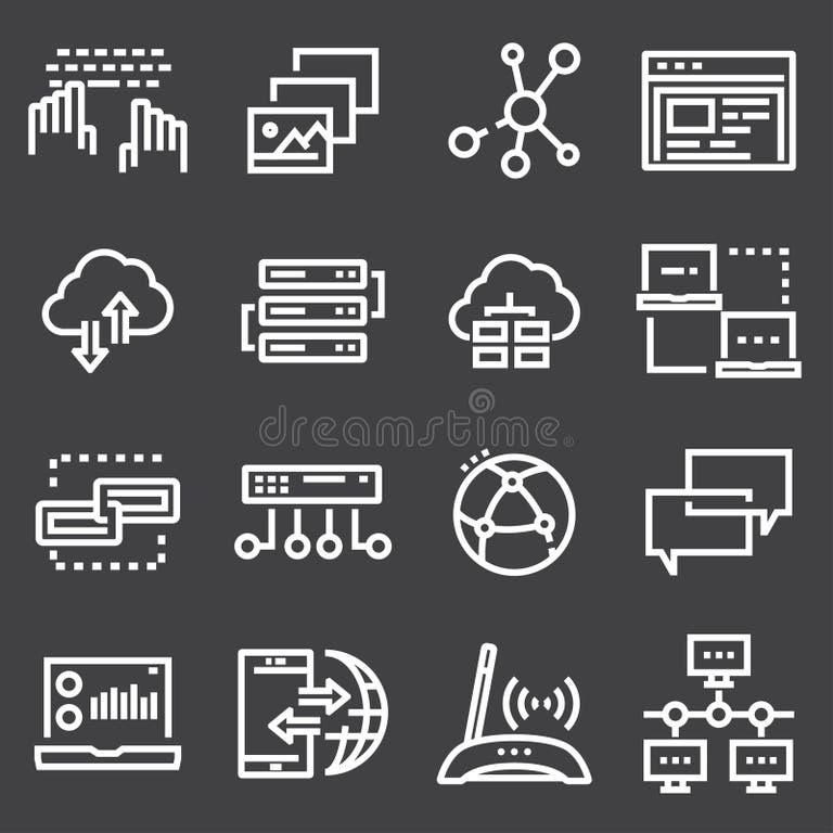 Simple network icons set stock illustration. Illustration of internet - 112461197
