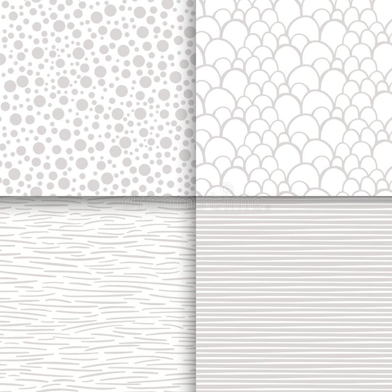 Simple Neutral Monochrome Seamless Patterns Set Stock Vector ...