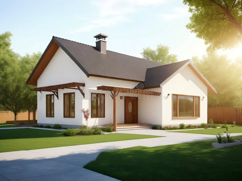 Simple New Full Home Front, House Plan Stock Illustration ...