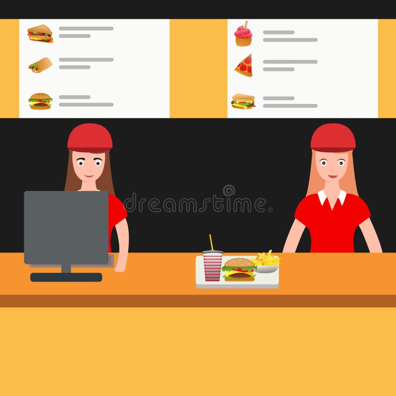Fast Food Reception Counter Illustration Stock Illustration ...