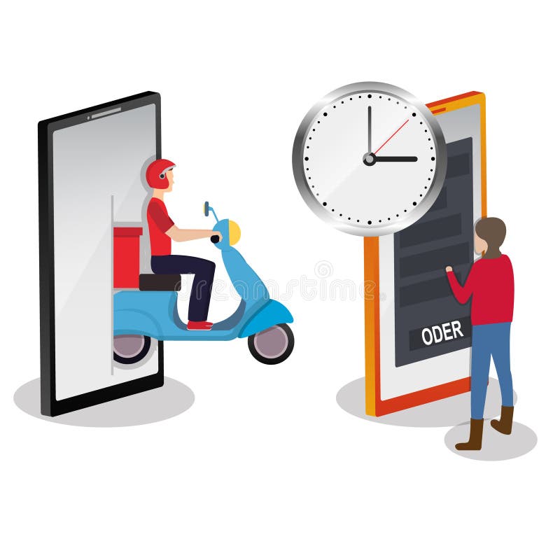Online Order and Deliver Vector Illustration Stock Vector ...