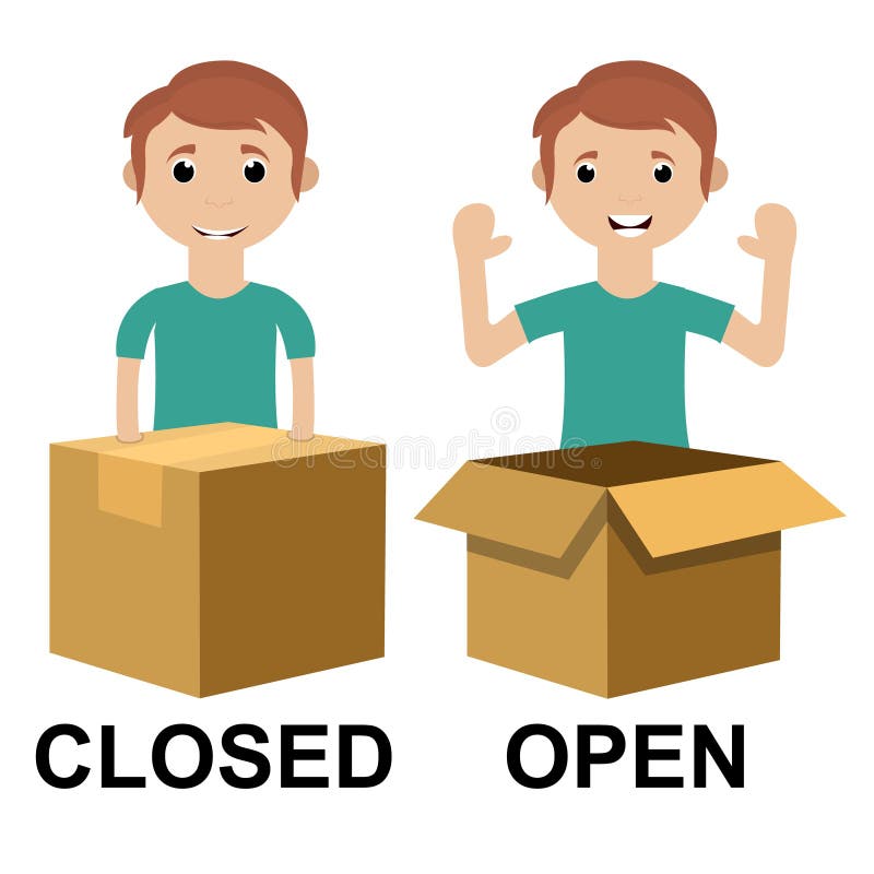 Open and Closed Comparison Kids Vector Illustration Design Stock Vector ...