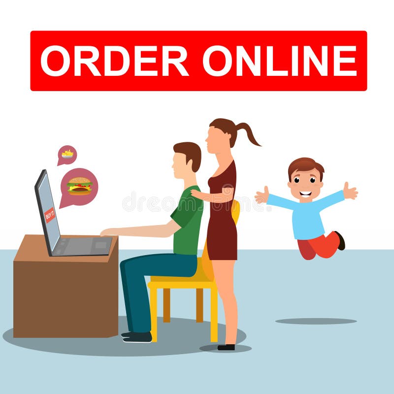 Ordering Food Online Vector Illustration Stock Illustration ...